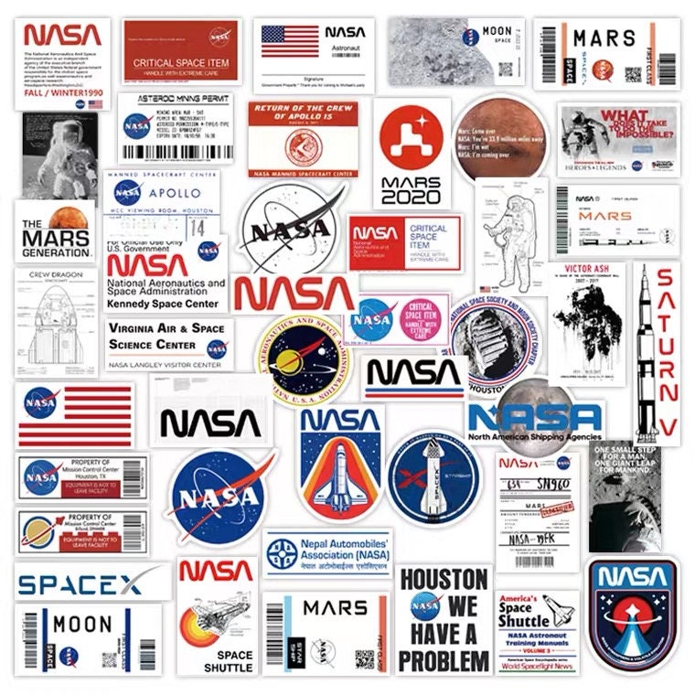 45 X Nasa Sticker Pack NASA SpaceX Sticker Wordings labels | Etsy
