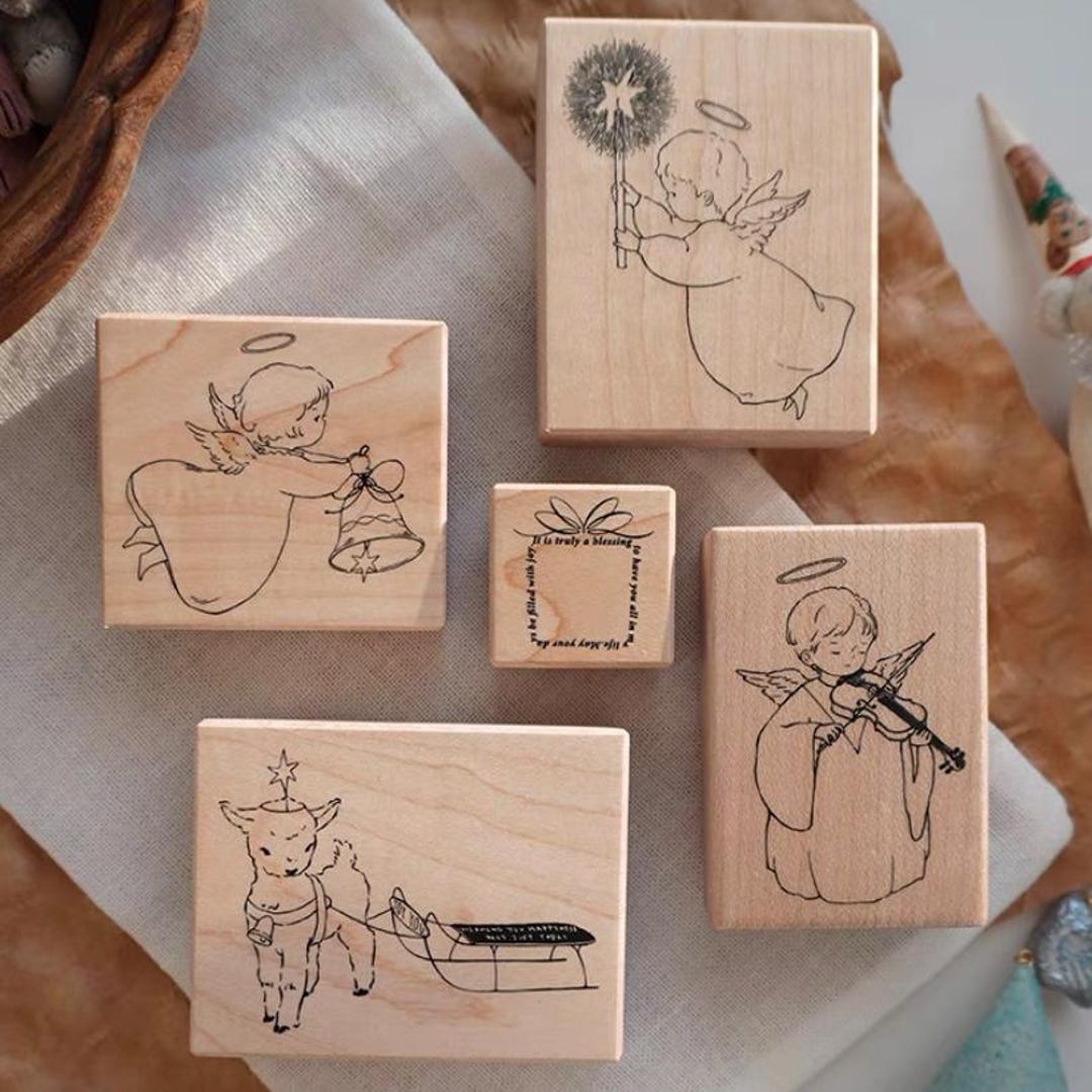 Angel Wooden Rubber Stamp Journal Stamps Bullet Journal Vintage Rubber ...