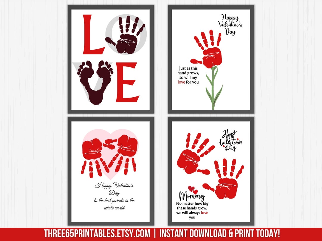 Printable Valentines Day Handprint Art Craft for Kids, Engaging Toddler ...
