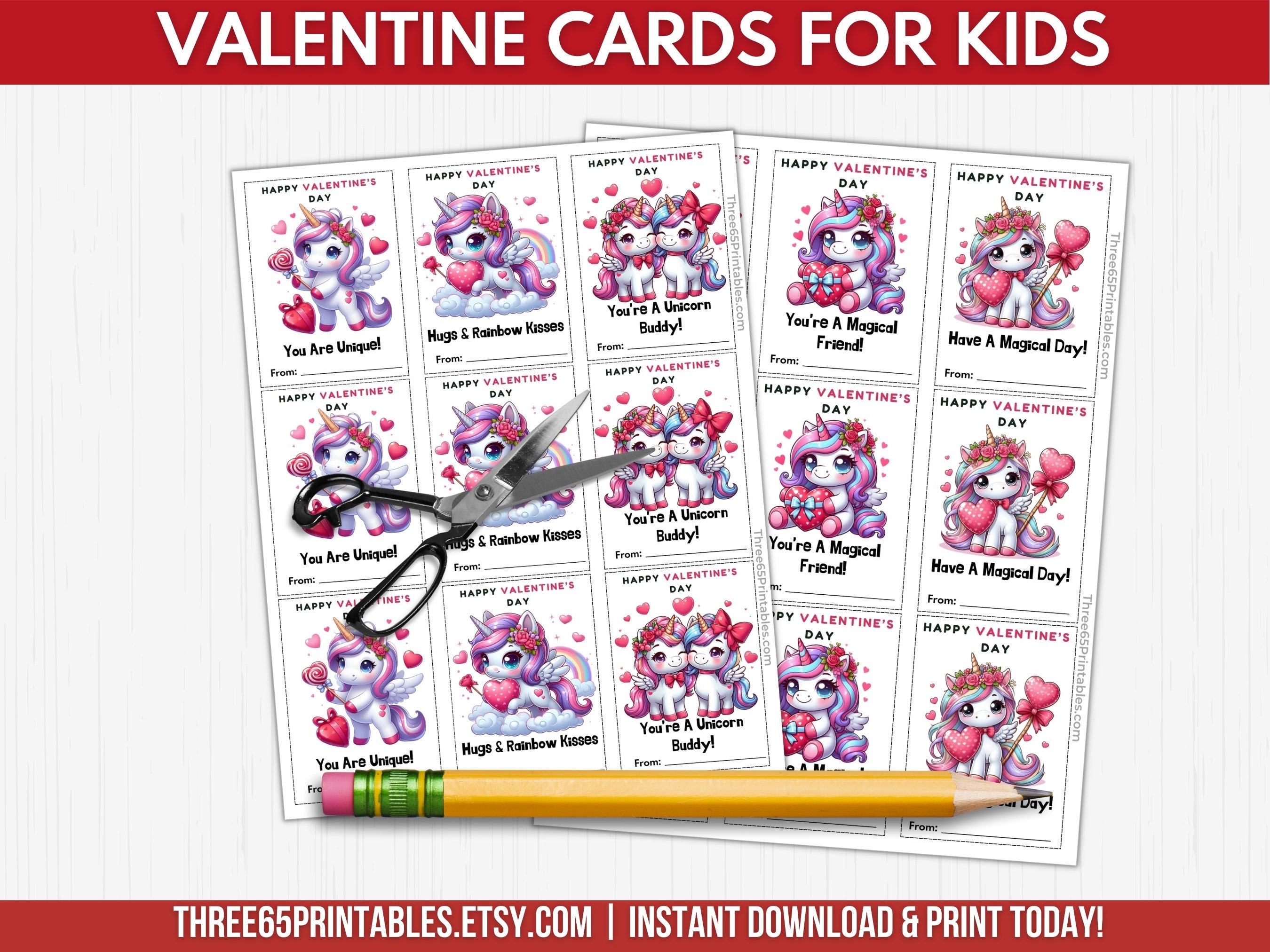 Magical Unicorn Printable Valentine Cards for Kids - DIY Classroom ...