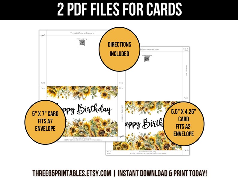 Birthday Card 5x7, Happy Birthday Greeting Card, Sunflower Birthday ...