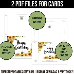 Birthday Card 5x7, Happy Birthday Greeting Card, Sunflower Birthday ...