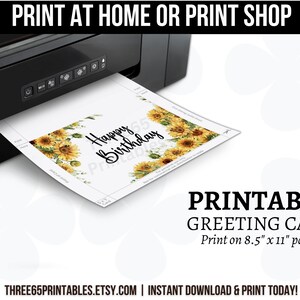 Birthday Card 5x7, Happy Birthday Greeting Card, Sunflower Birthday ...