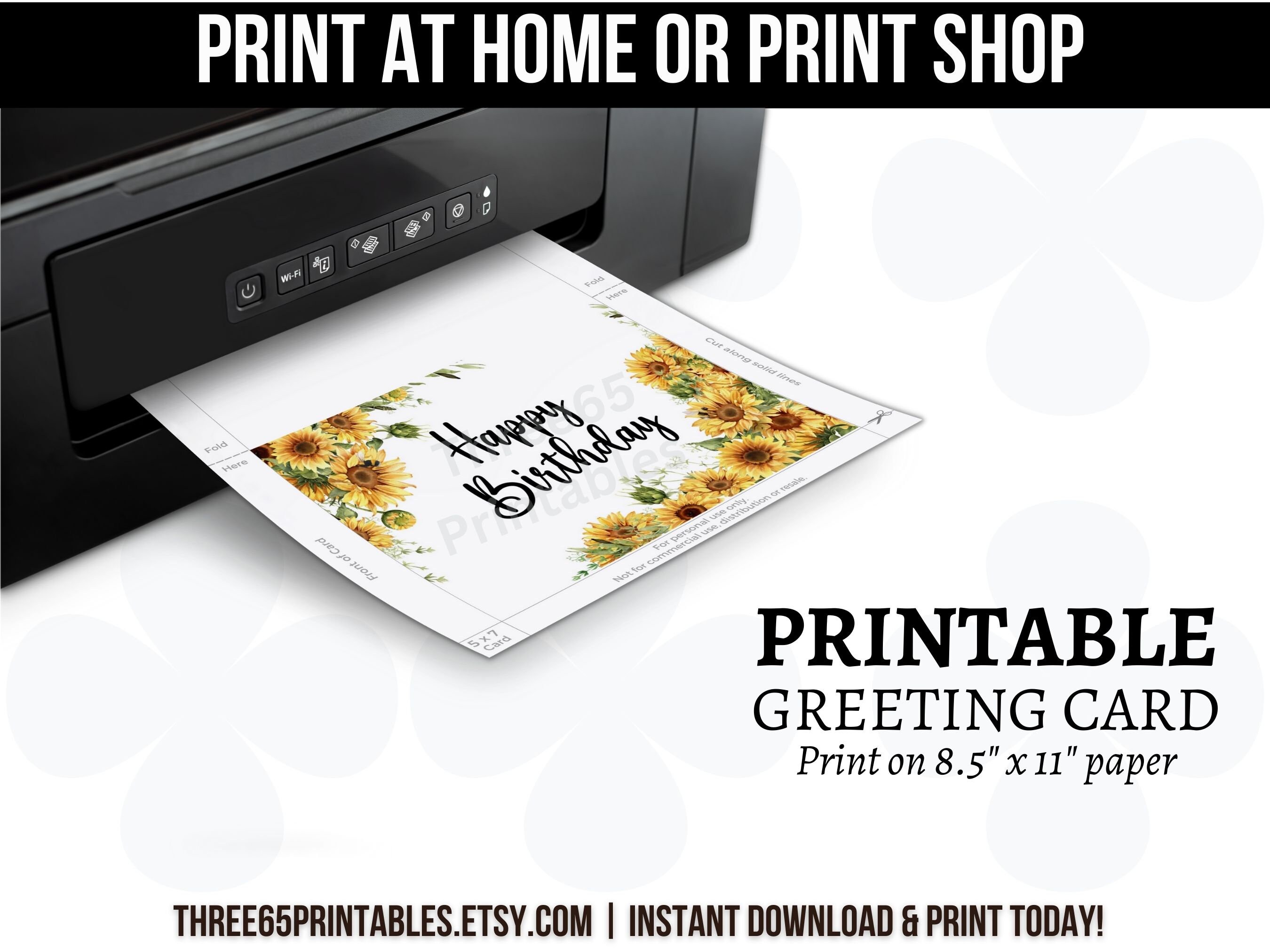 Birthday Card 5x7, Happy Birthday Greeting Card, Sunflower Birthday ...