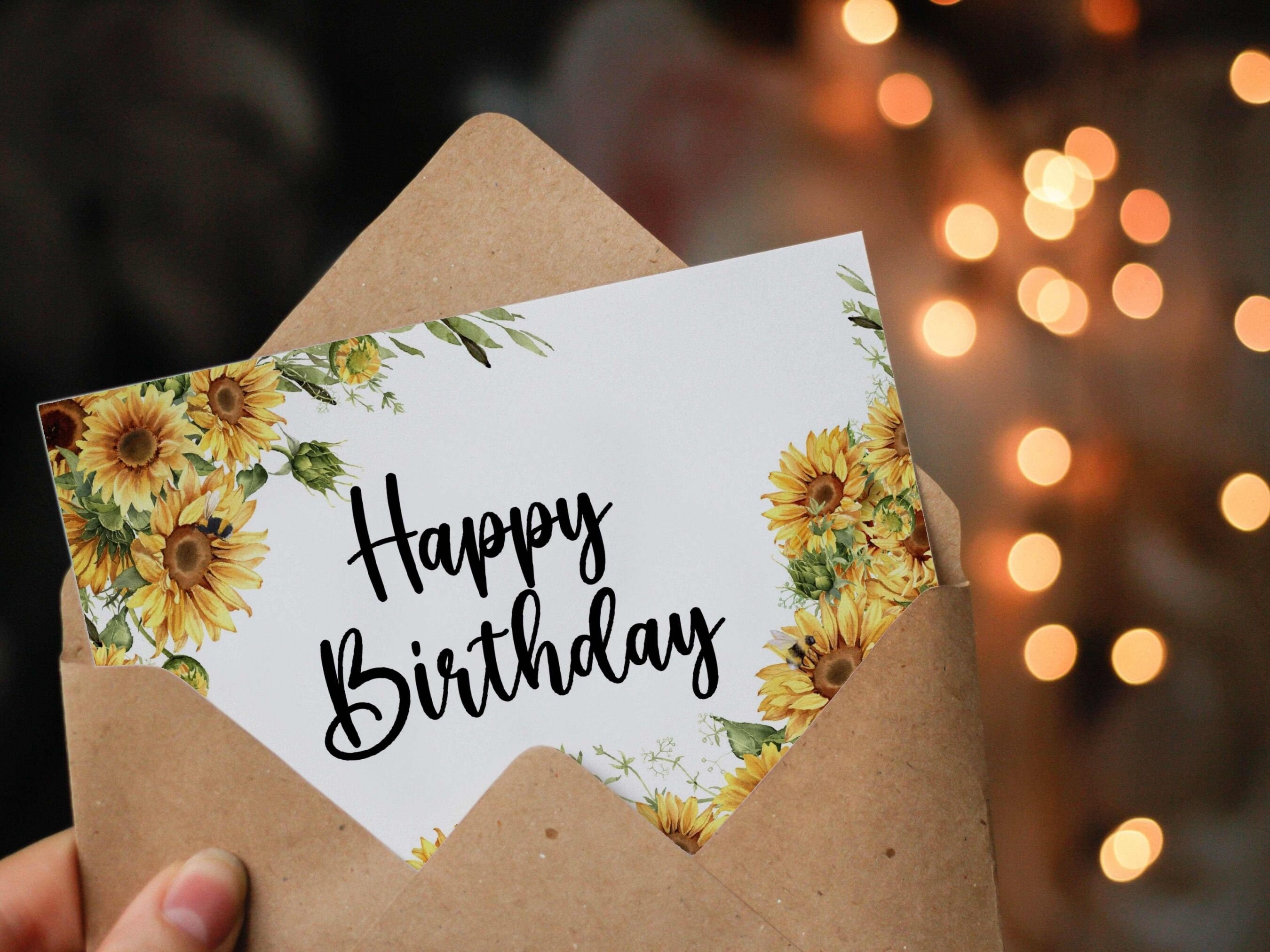 Birthday Card 5x7, Happy Birthday Greeting Card, Sunflower Birthday ...