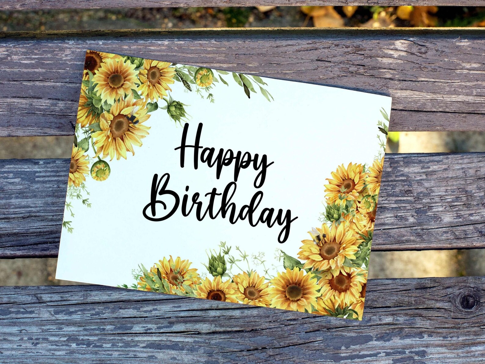 Birthday Card 5x7, Happy Birthday Greeting Card, Sunflower Birthday ...
