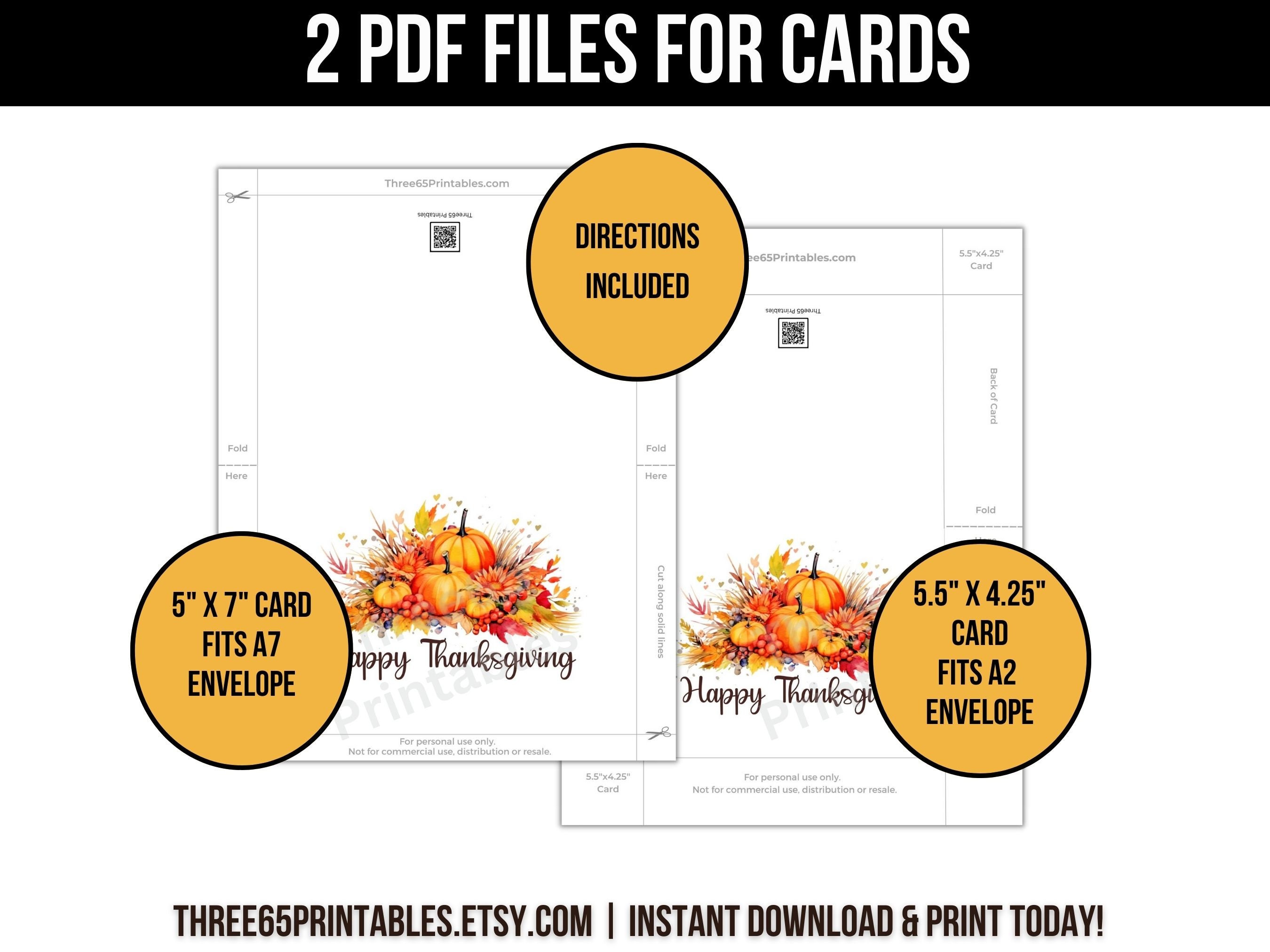 Printable Thanksgiving Card 5x7, Happy Thanksgiving Greeting Card ...