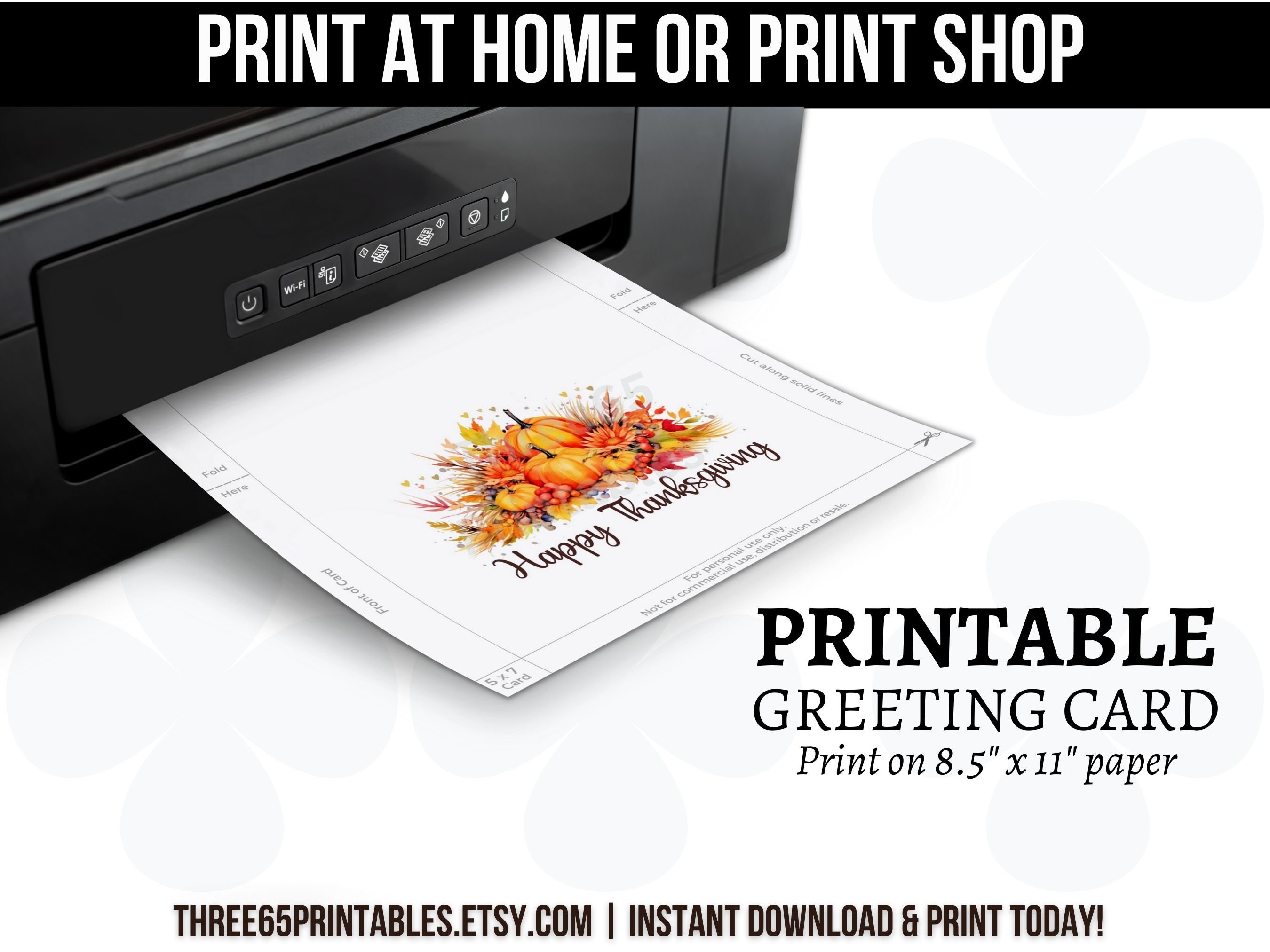 Printable Thanksgiving Card 5x7, Happy Thanksgiving Greeting Card ...