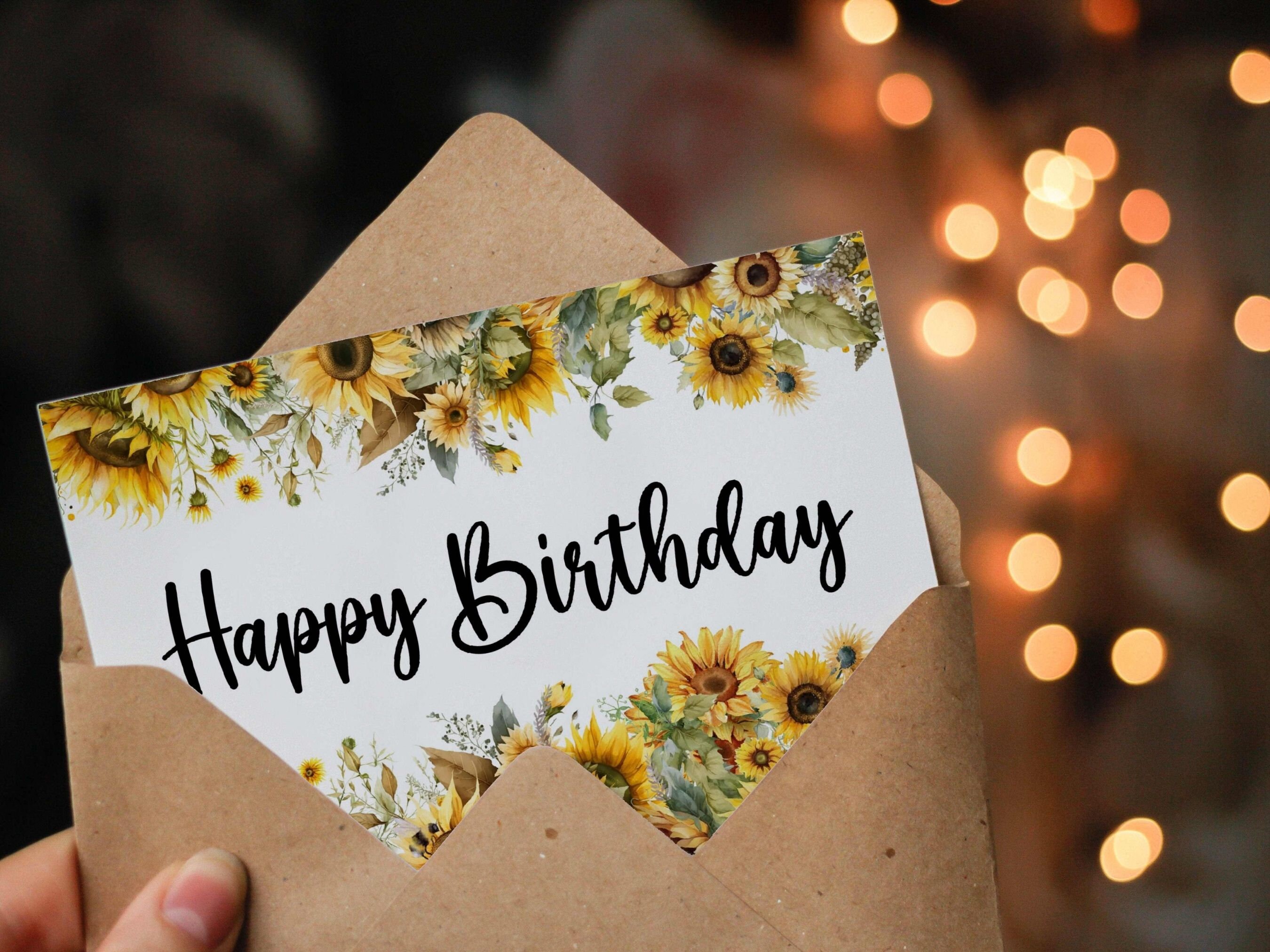 Birthday Card 5x7, Happy Birthday Greeting Card, Sunflower Birthday ...