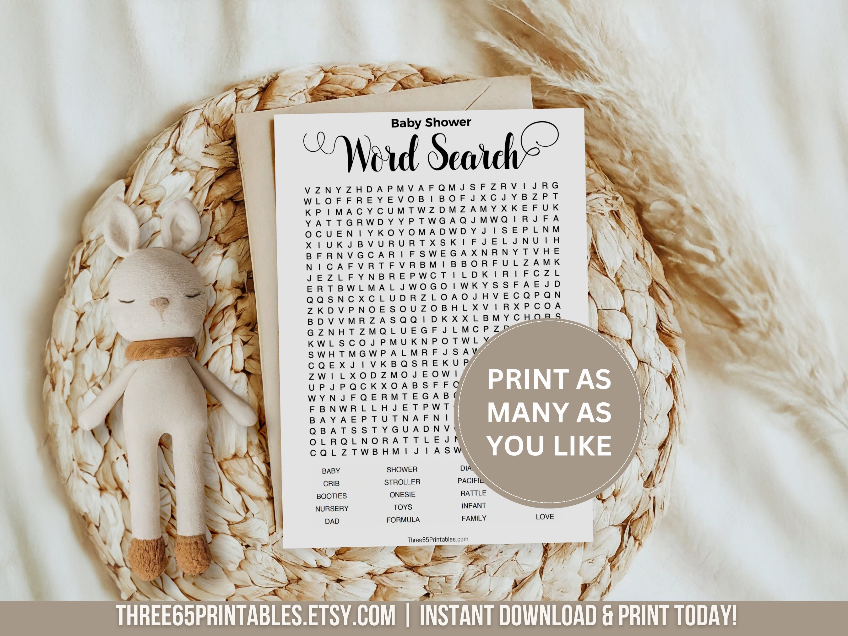 Baby Shower Games, Baby Shower Word Search, Minimalist Baby Shower Word ...