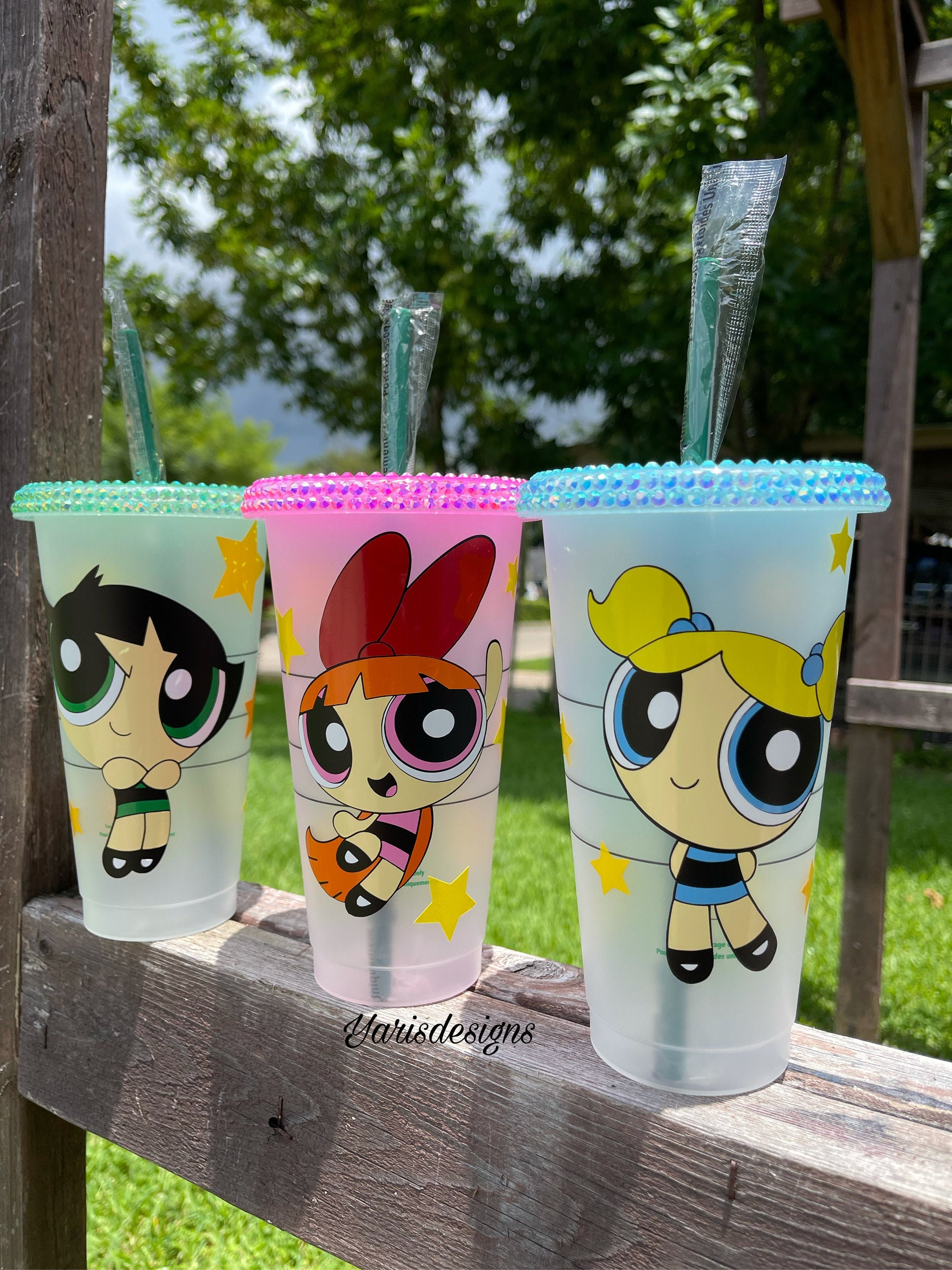 Powerpuff Girls Cup Powerpuff Girls Blinged Cup Powerpuff | Etsy