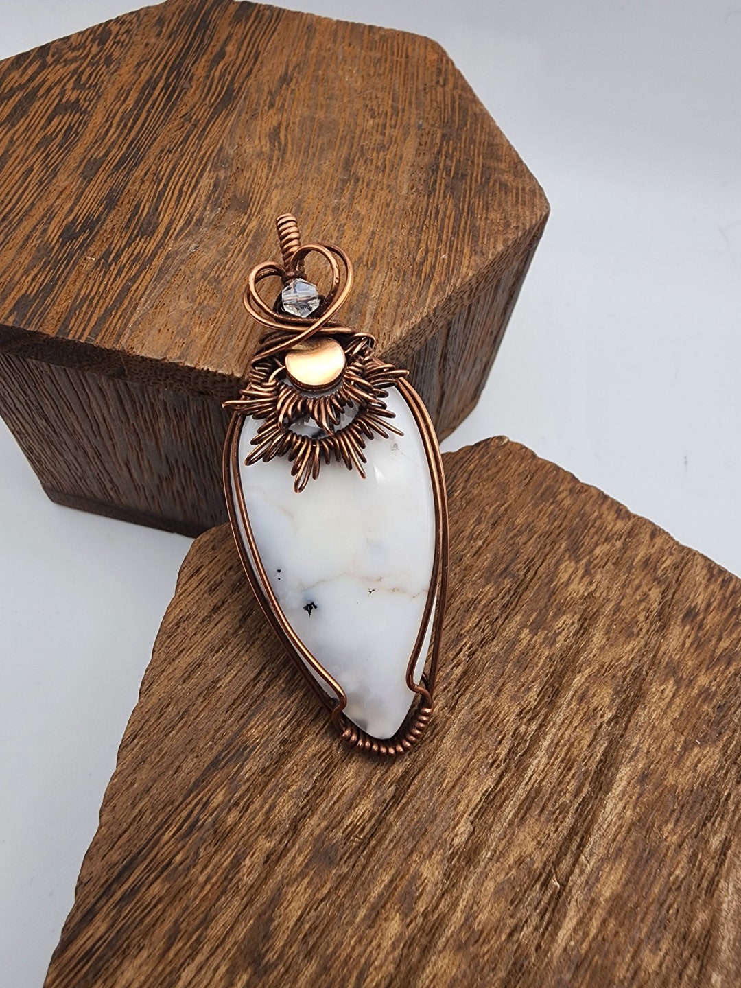Dendritic Opal Pendant | Copper Wire Wrapped Pendant | Cold Connection ...