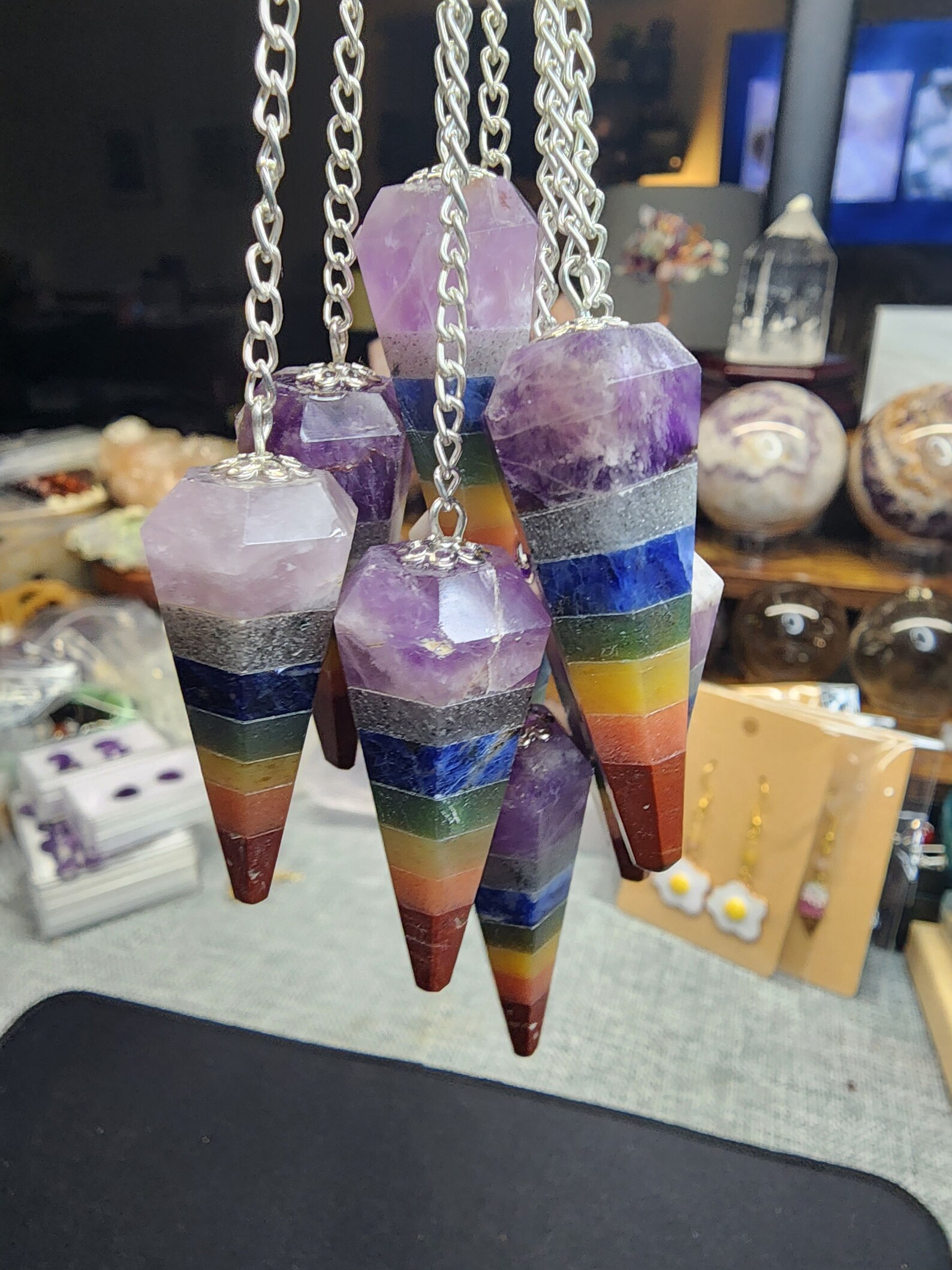 Chakra Pendulums 7 Chakra Pendulums Crystal Pendulums Rainbow Pendulums - Etsy