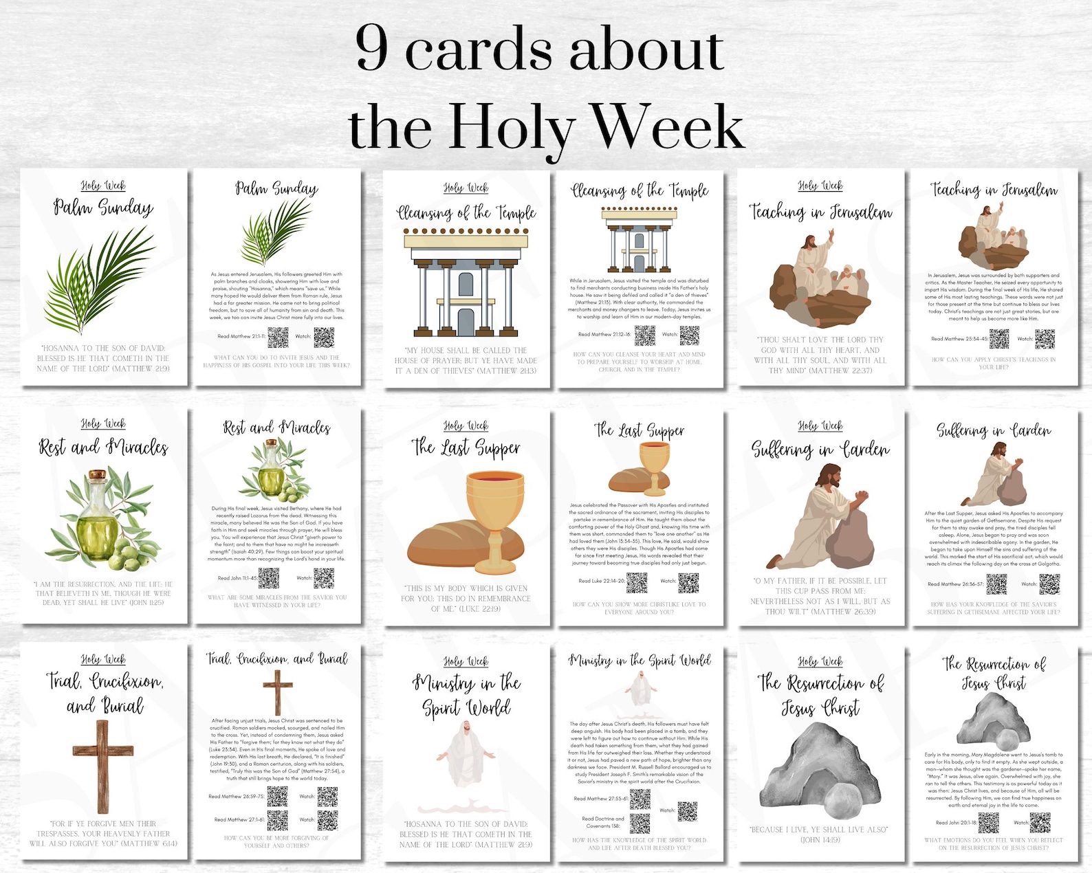 LDS Easter Study Cards| Easter Story Printables| Holy Week Countdown ...