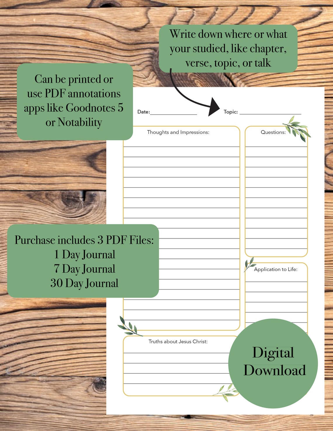 Scripture Study Journal Printable Digital Download LDS - Etsy