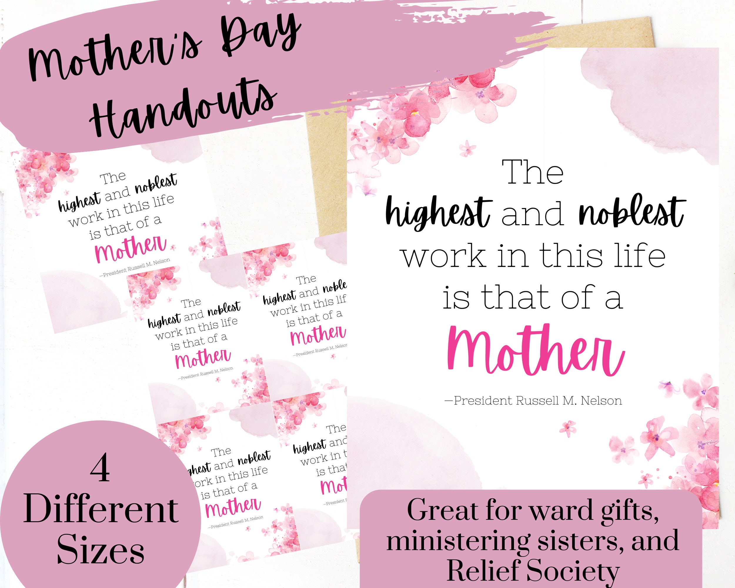 LDS Mother's Day Handout- LDS Mother's Day Quote- LDS Mother's Day Gift ...