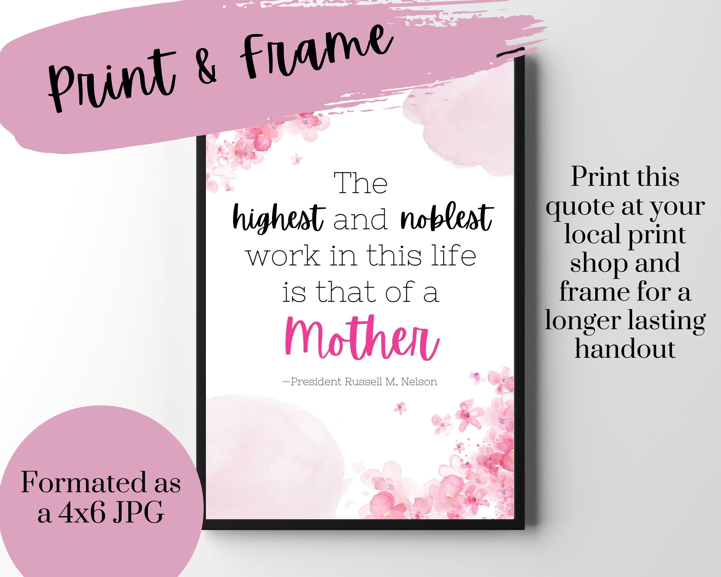 LDS Mother's Day Handout- LDS Mother's Day Quote- LDS Mother's Day Gift ...