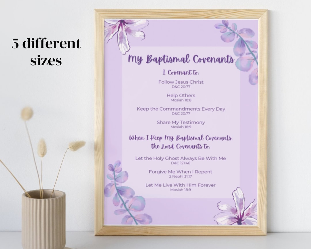 LDS Baptismal Covenant Printable- Primary Baptism Gift- Primary Handout ...