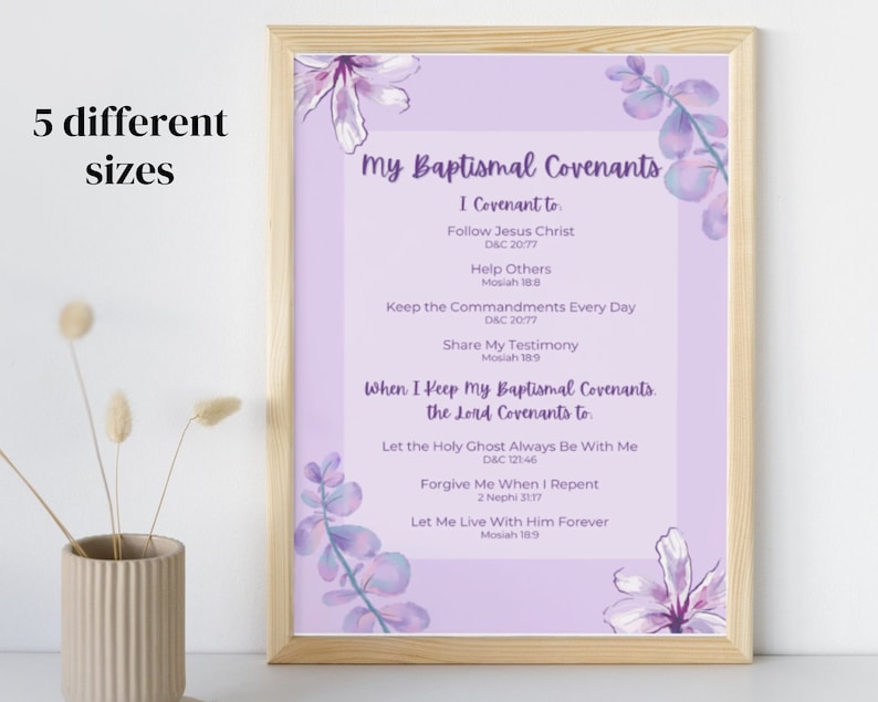 LDS Baptismal Covenant Printable- Primary Baptism Gift- Primary Handout ...