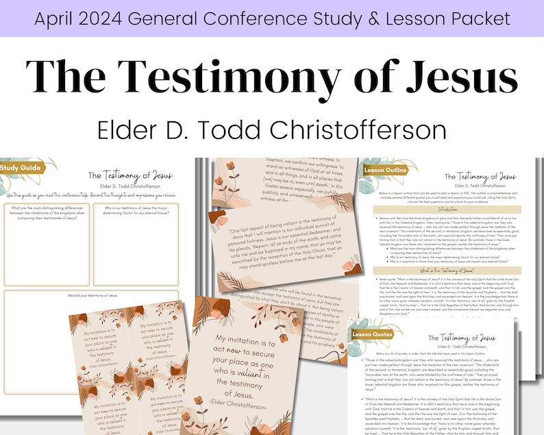 The Testimony of Jesus- Elder D. Todd Christofferson- LDS April 2024 ...
