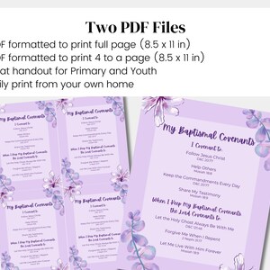 LDS Baptismal Covenant Printable- Primary Baptism Gift- Primary Handout ...