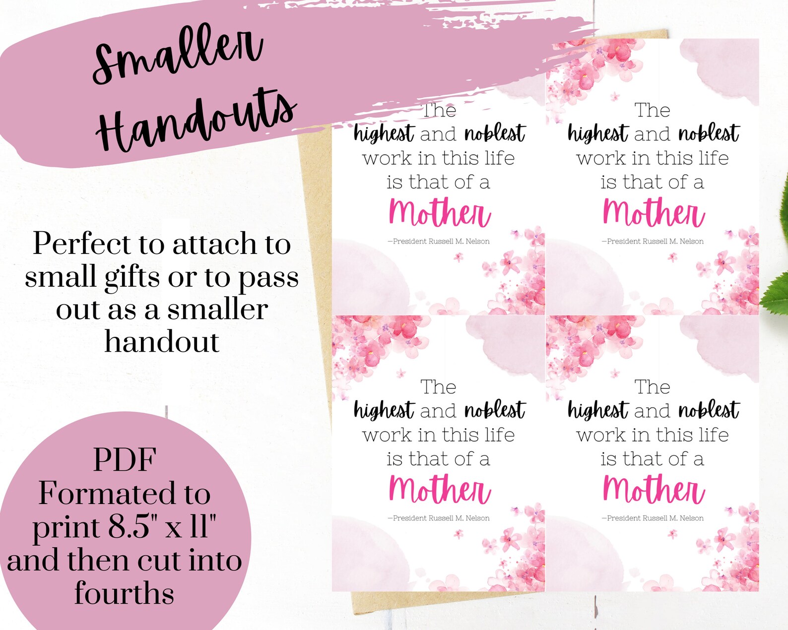 LDS Mother's Day Handout- LDS Mother's Day Quote- LDS Mother's Day Gift ...