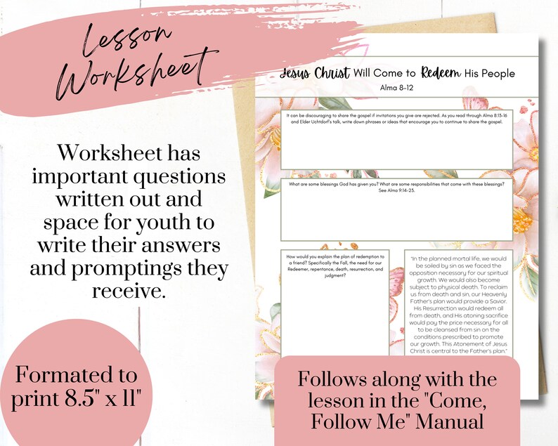 Jesus Christ Will Come YW Lesson June 23rd Young Women Lesson Worksheet ...