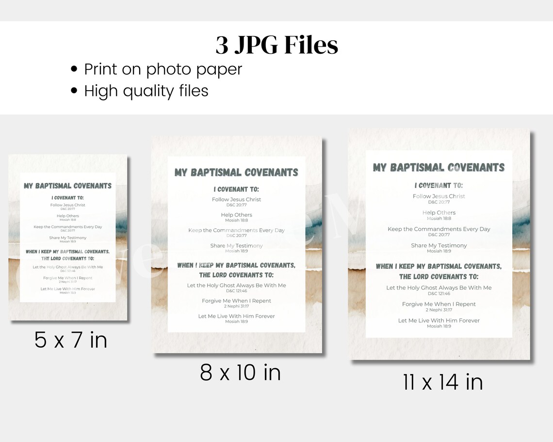 LDS Baptismal Covenant Printable- Primary Baptism Gift- Primary Handout ...