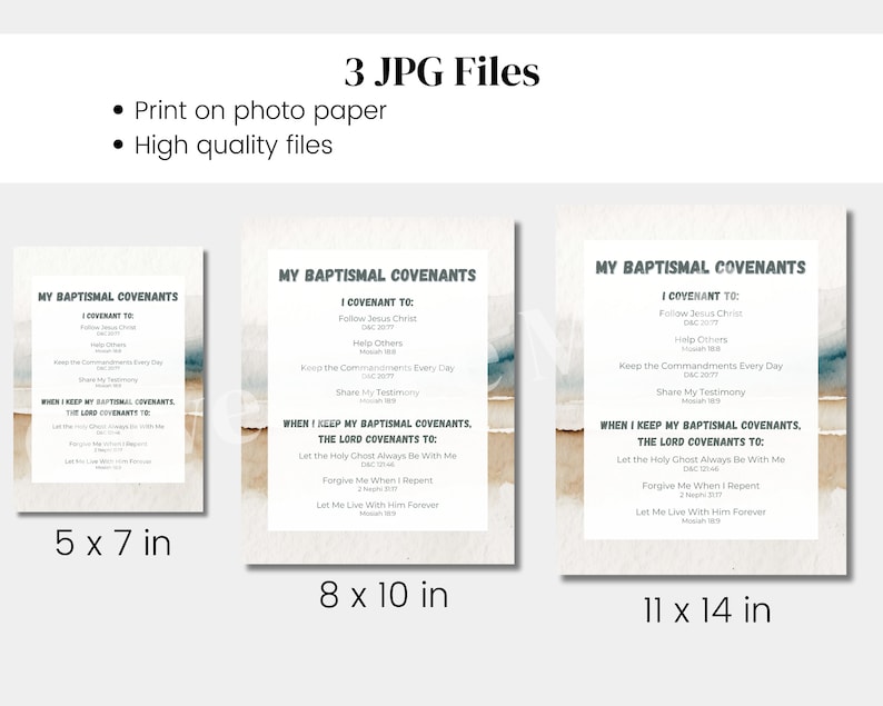 LDS Baptismal Covenant Printable- Primary Baptism Gift- Primary Handout ...