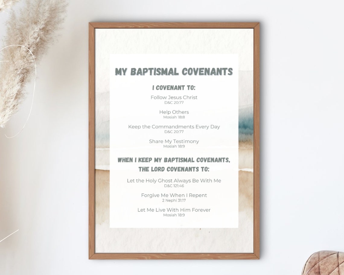 LDS Baptismal Covenant Printable- Primary Baptism Gift- Primary Handout ...