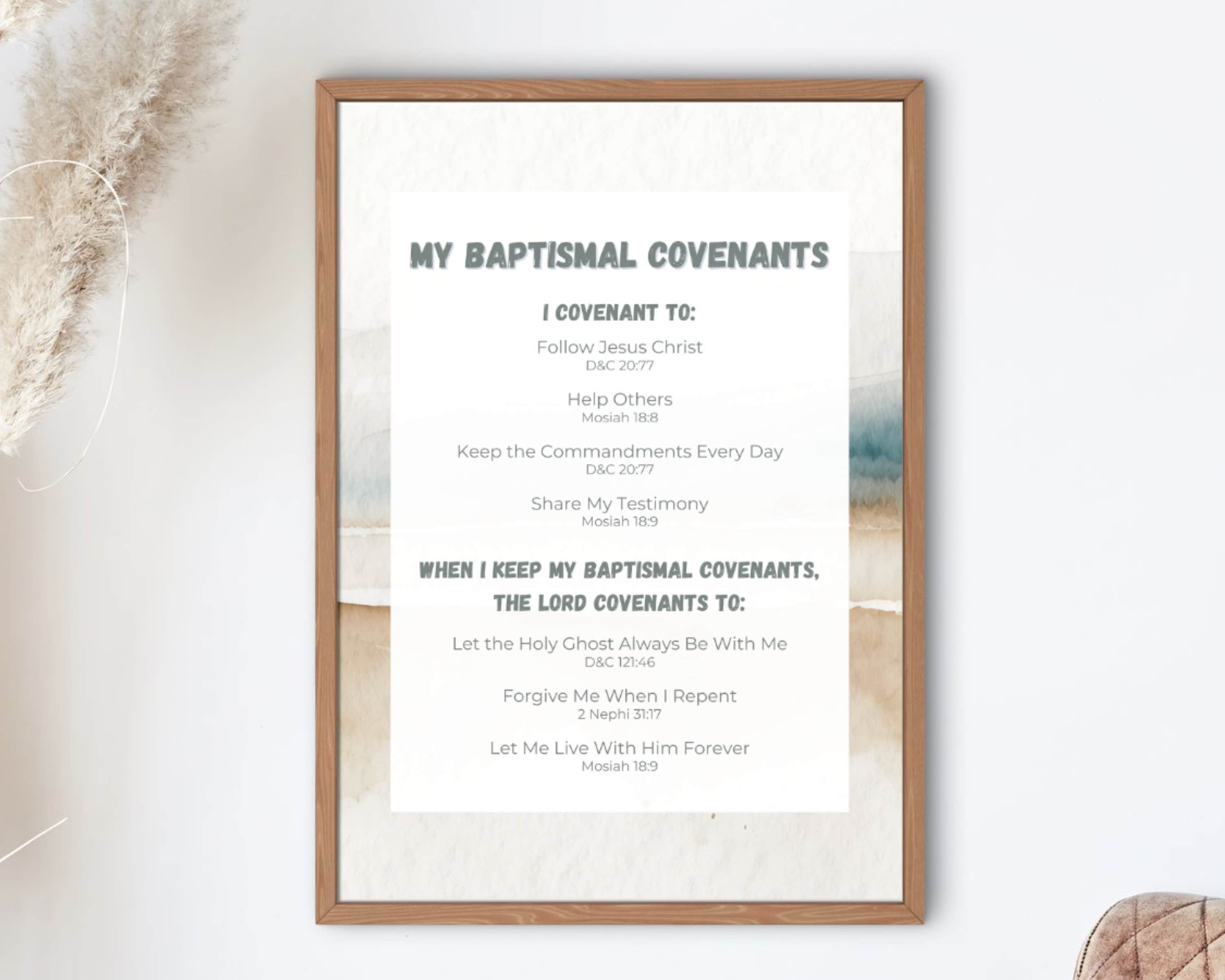 LDS Baptismal Covenant Printable- Primary Baptism Gift- Primary Handout ...