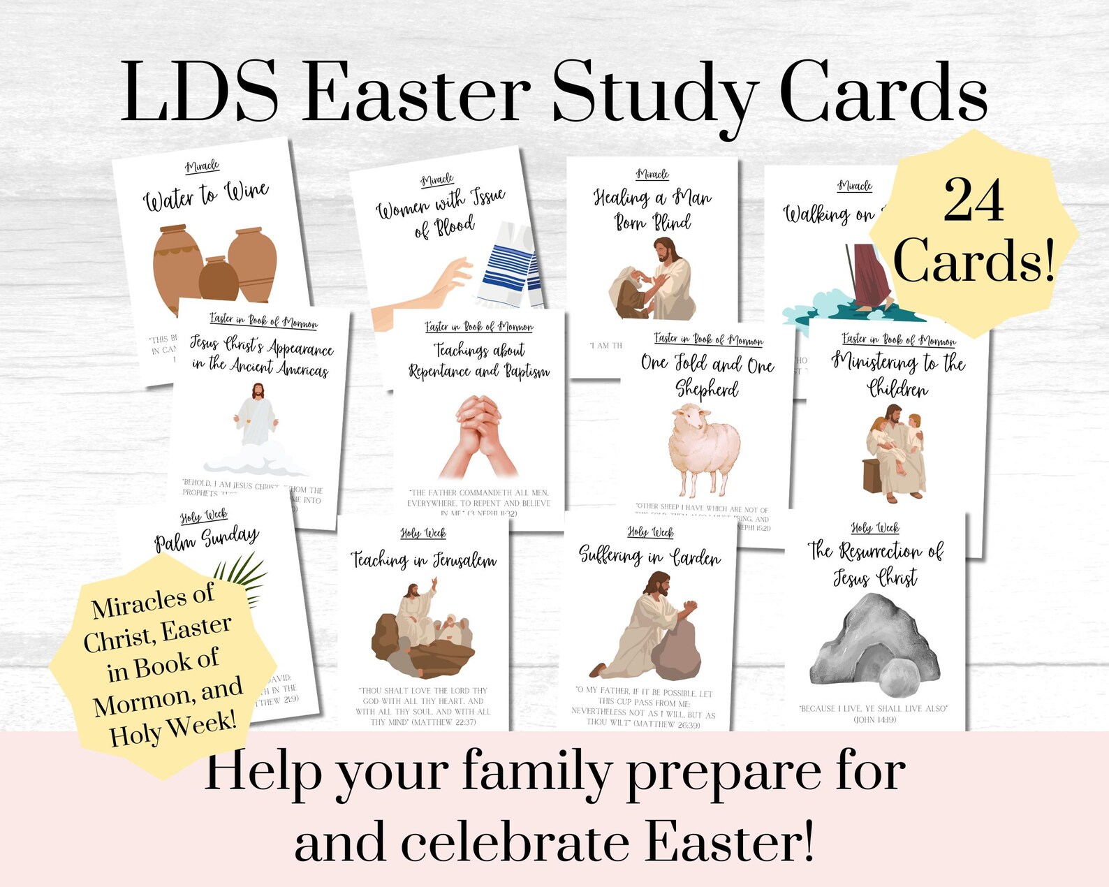LDS Easter Study Cards| Easter Story Printables| Holy Week Countdown ...
