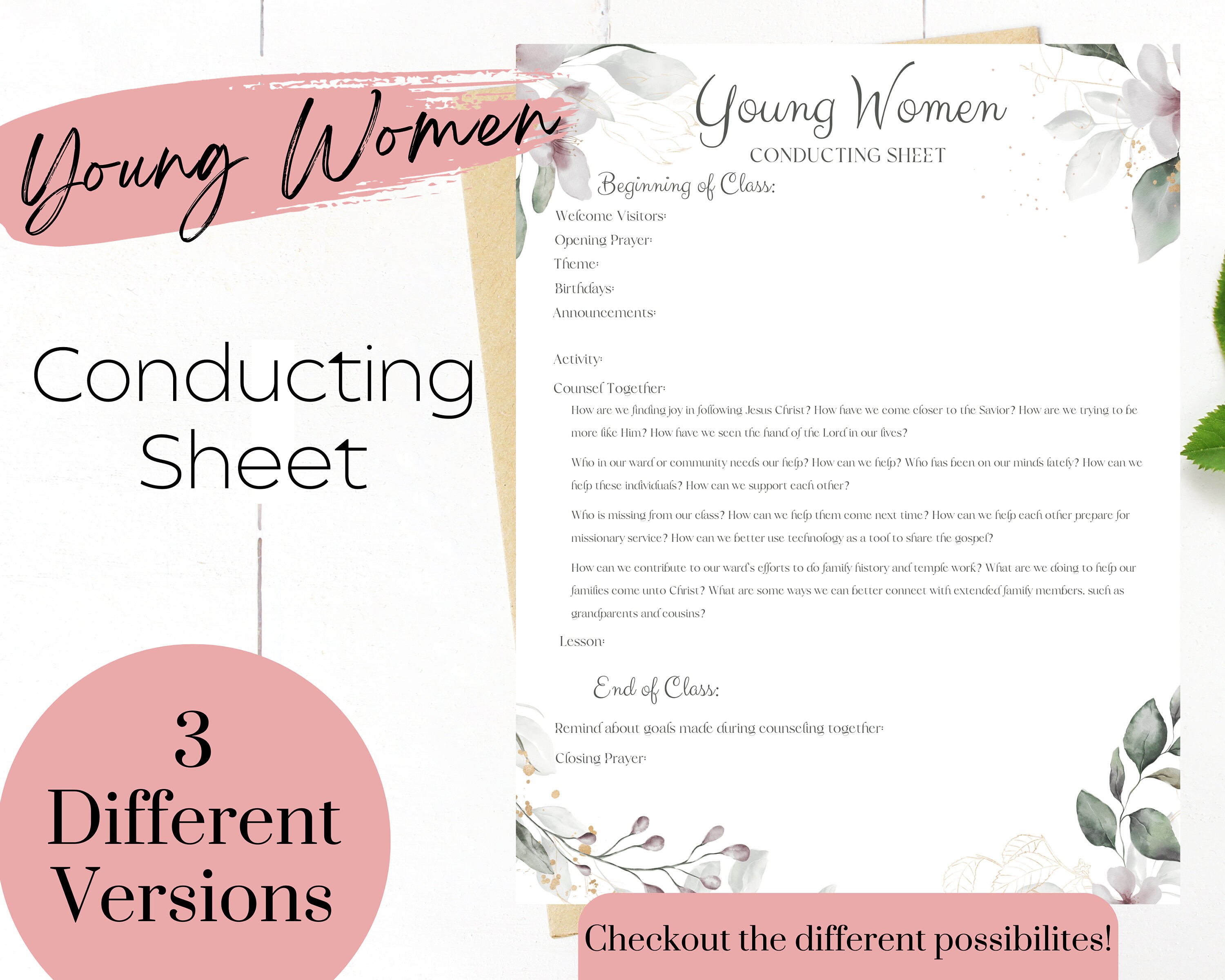 LDS Young Women Conducting Sheet- LDS Young Women Conducting Handout ...