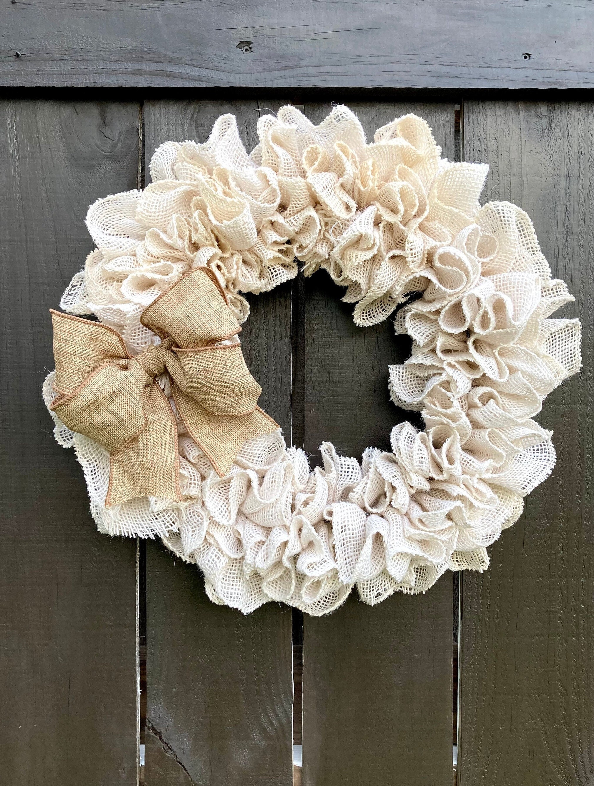 Farmhouse Wreath, Everyday Burlap Wreath, Housewarming Gift, Wreath ...