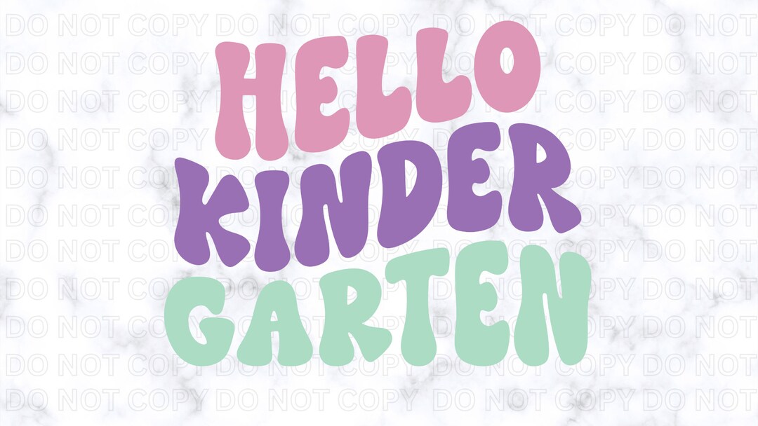 Hello Kindergarten Groovy + Wavy - PNG, SVG Digital Download ONLY - Etsy