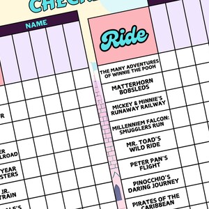 Disneyland Resort Ride Checklist Planner Printable PDF Download Disney ...