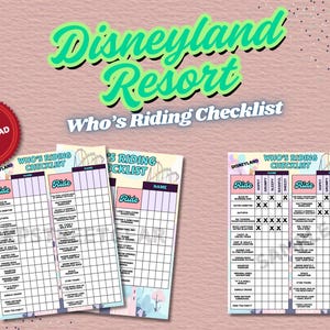 Disneyland Resort Ride Checklist Planner Printable PDF Download Disney ...