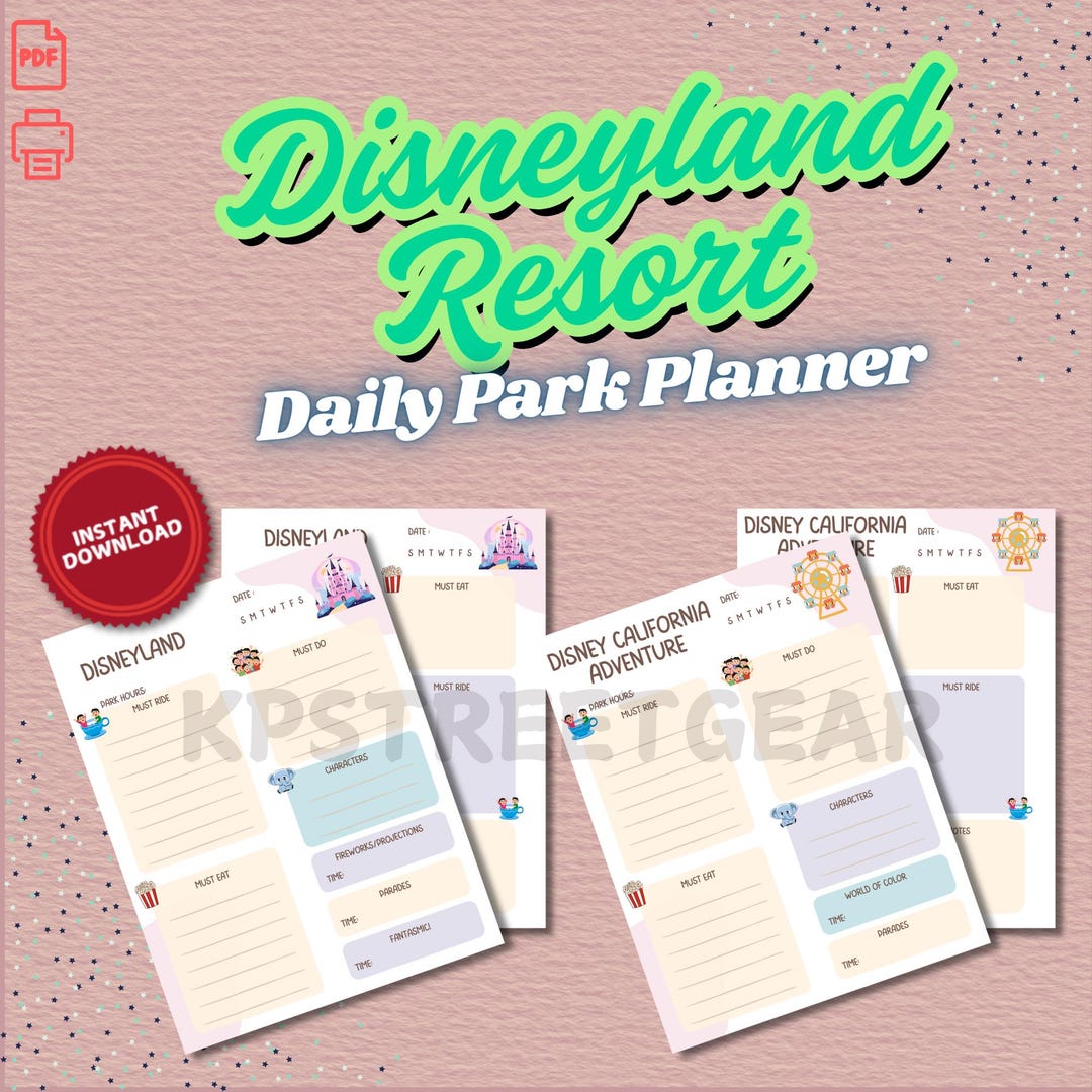 2026 Disneyland Resort Daily Park Vacation Planner Printable PDF ...
