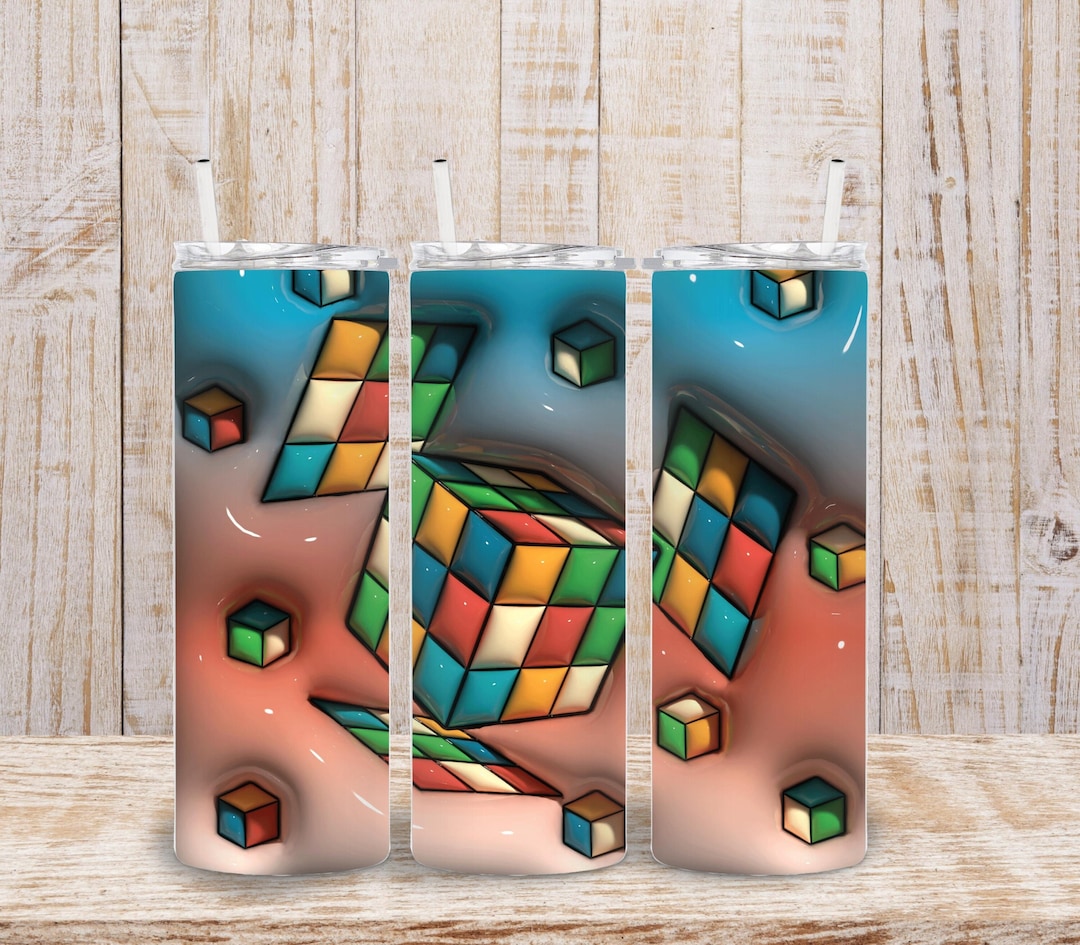 Rubik's Cube Tumbler 3-D Puff Tumbler Skinny Tumbler Insulated ...