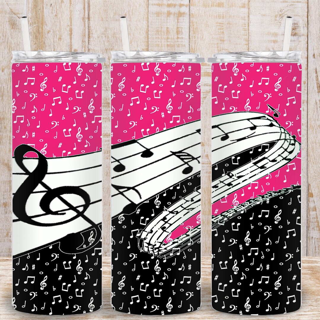 Music Notes Tumbler, 20oz Skinny Tumbler, Stainless Steel Tumbler With ...