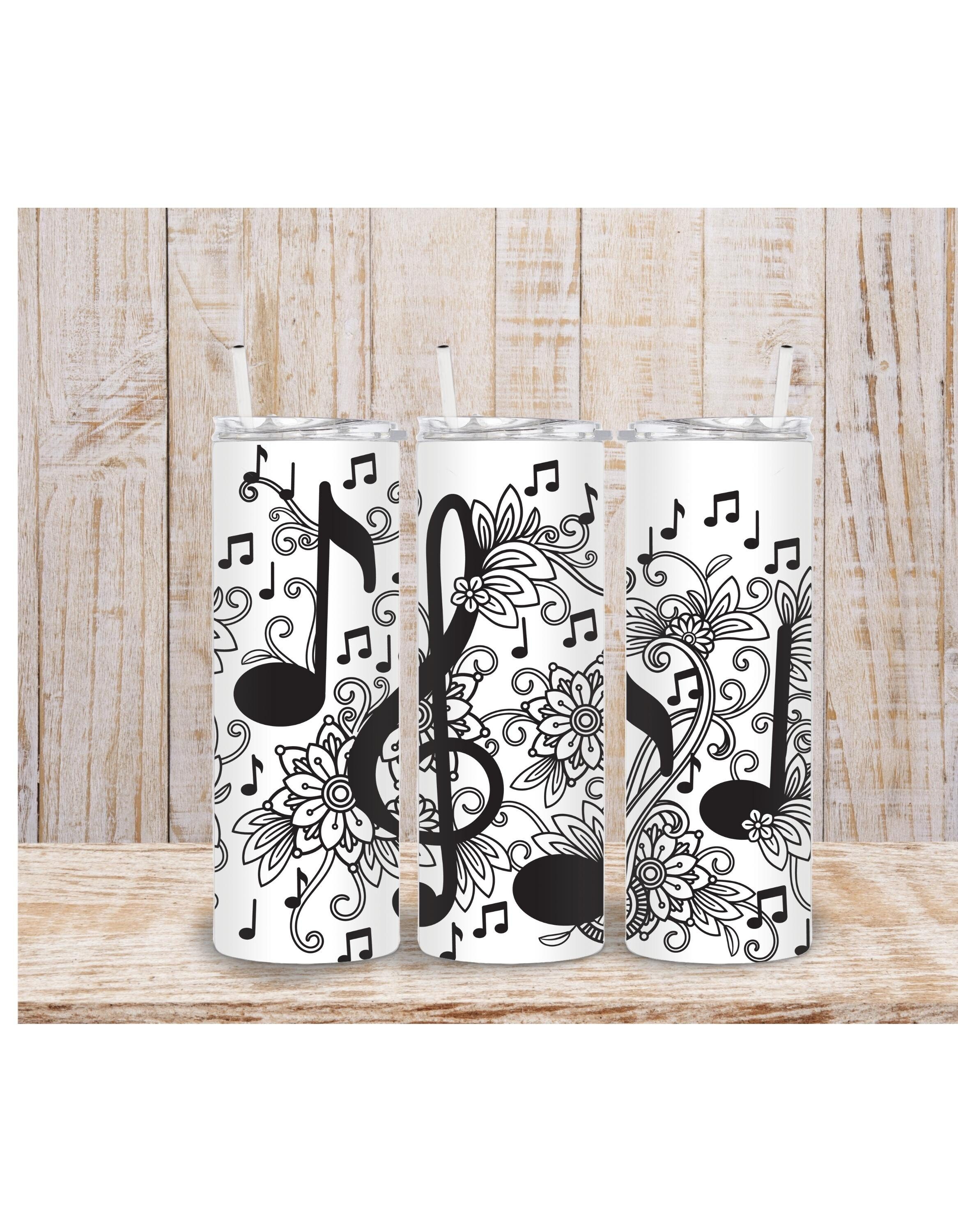 Music Notes Skinny Tumbler, 20oz/30oz Skinny Tumbler, Stainless Steel ...