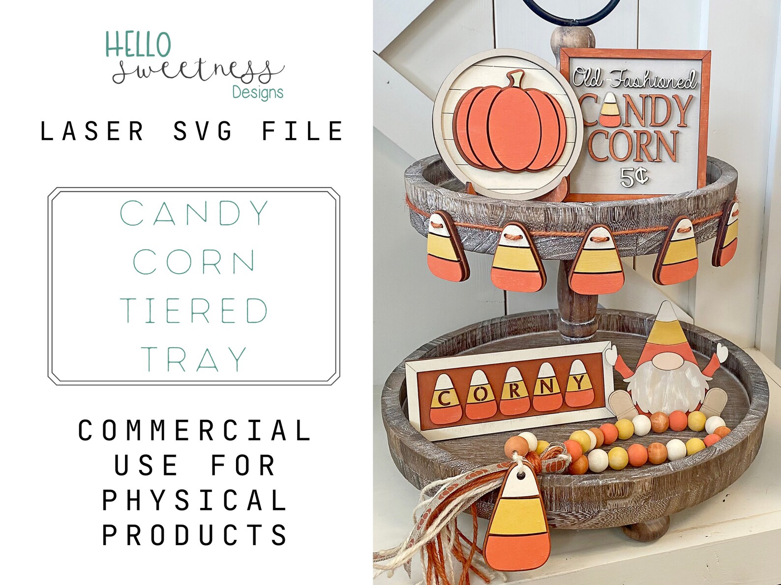 Candy Corn Laser File / Halloween SVG / Fall Gnome Tiered Tray Decor - Etsy