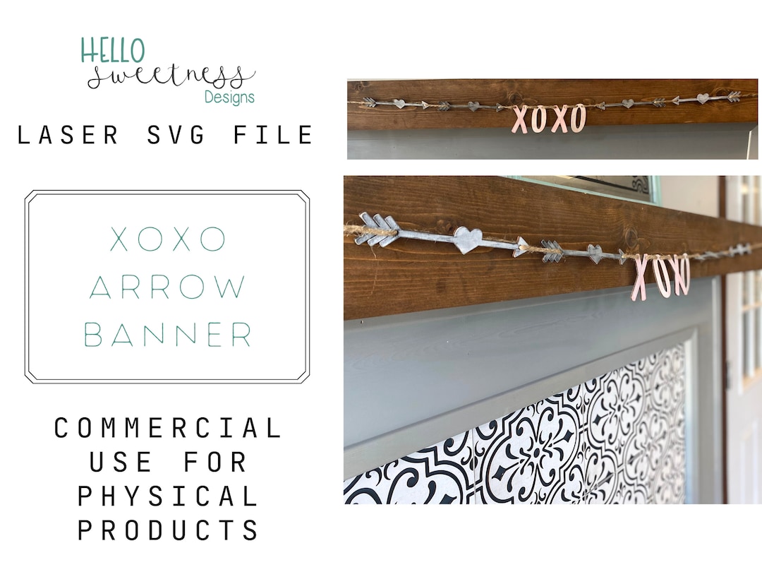 XOXO Arrow Banner SVG: Valentine's Day Laser Cut File - Etsy