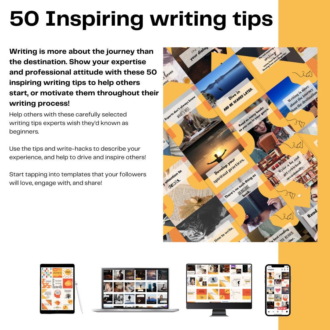 50 Inspiring Writing Tip Templates for Writers and Authors - Etsy