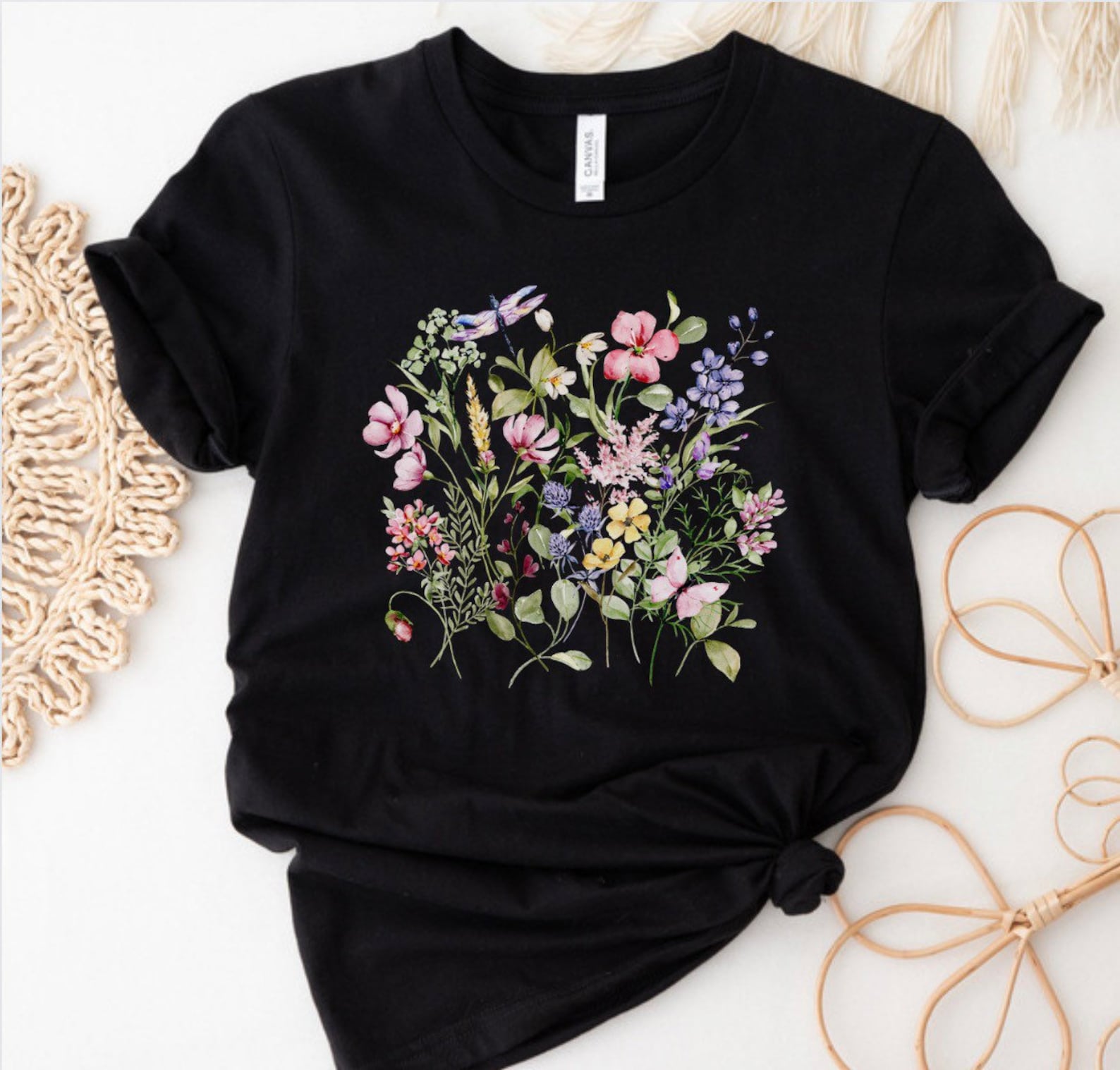 Spring Wildflower Short Sleeve Tee Spring Floral Shirt Boho Flower ...