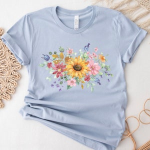 Sunflower Shirts Wildflower Shirt Botanical Shirt Floral T Shirt Spring ...