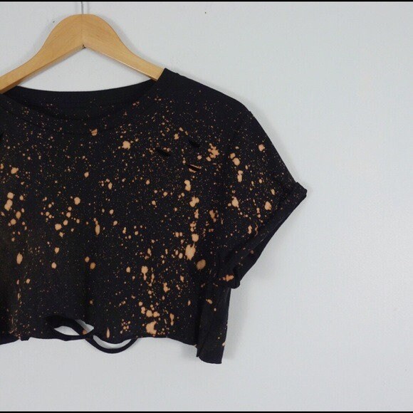Bleached Crop Top Shirt Distressed S-5X Grunge Tee - Etsy