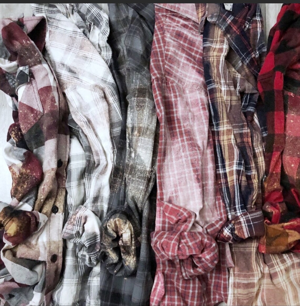 Oversized Bleached Flannels Y2K Upcycled Flannels Bohemian | Etsy