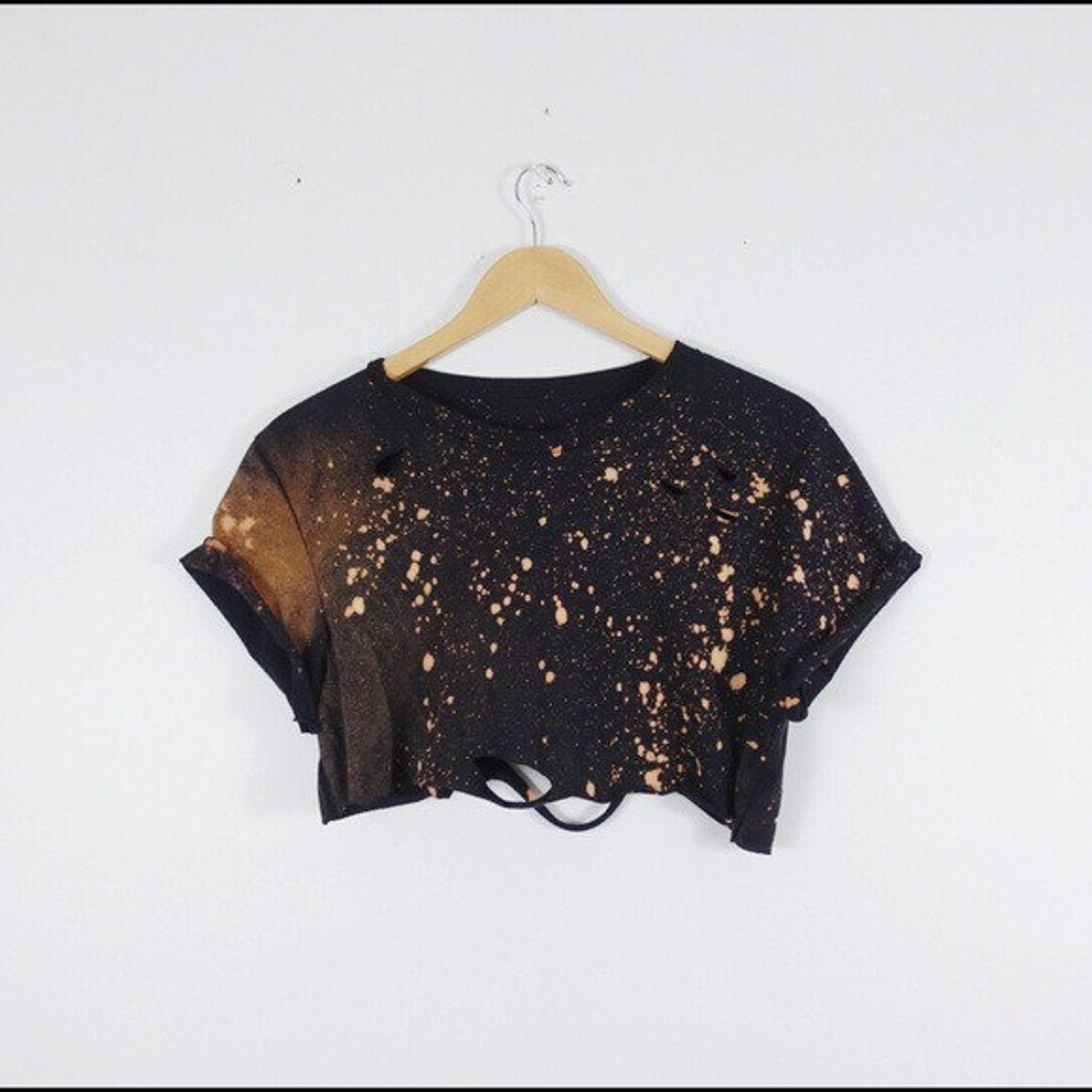Bleached Crop Top Shirt Distressed S-5X Grunge Tee - Etsy