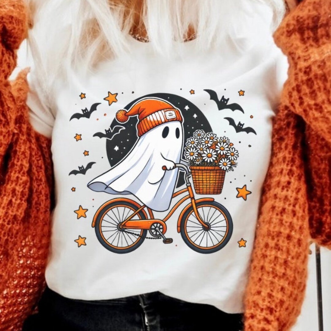 Halloween Ghost on Bike Shirt, Cycopath Ghost Sweatshirt, Ghost ...
